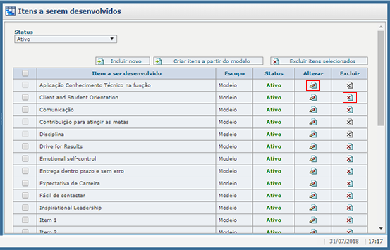 Itens a serem desenvolvidos – Central do Cliente